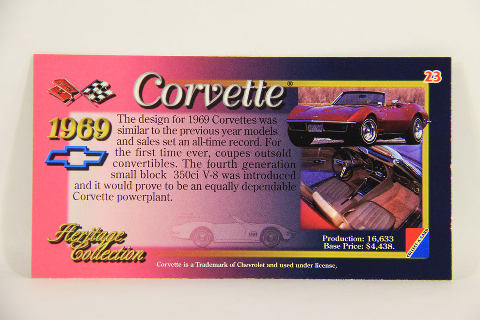 Corvette Heritage Collection 1996 Trading Card #23 - 1969 Convertible ...