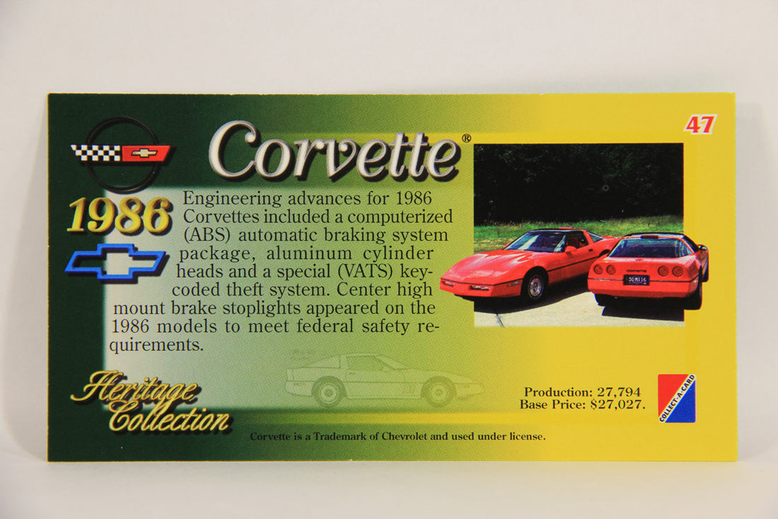 Corvette Heritage Collection 1996 Trading Card #47 - 1986 Coupe L00886 ...