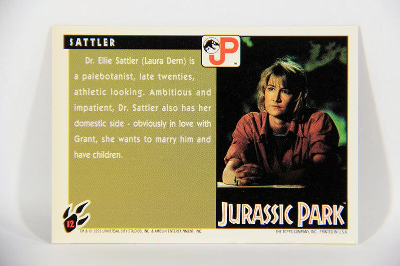 Jurassic Park 1993 Trading Card #12 Dr. Ellie Sattler ENG Topps L01626 ...